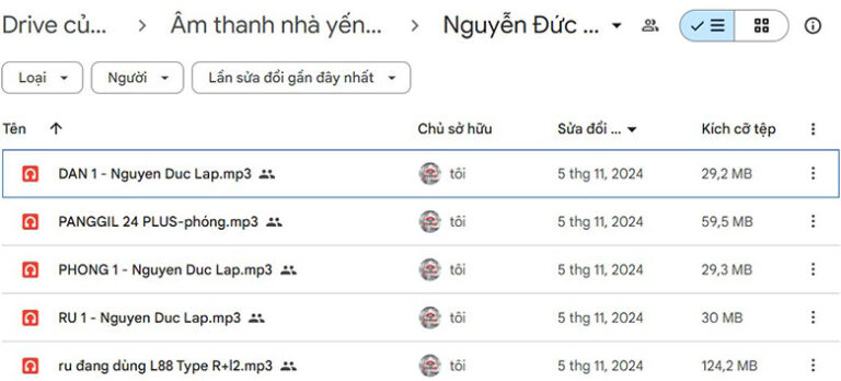 Bộ full 3 âm thanh nhà yến Nguyễn Đức Lập (Ngoài, Dẫn, Ru)